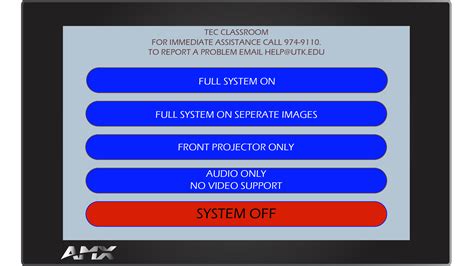 AMX Style 43 Main Screen Classroom Technology Resource
