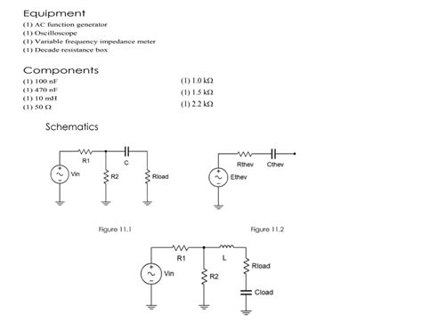 Equipment 1 Ac Function Generator 1 Oscilloscope
