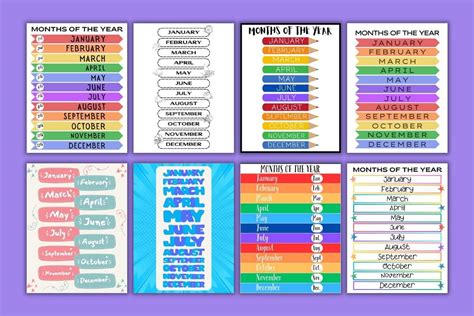 Free Printable Months Of The Year Charts