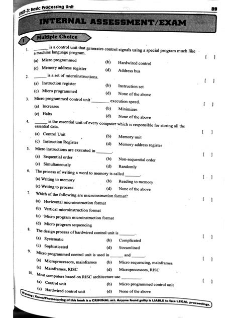 Computer Architecture Internal Ii Mcqs Pdf
