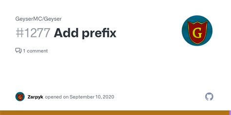 Add Prefix · Issue 1277 · Geysermcgeyser · Github