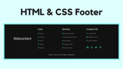 How To Make Responsive Website Footer Using Html And Css Footer Design For Website Step By