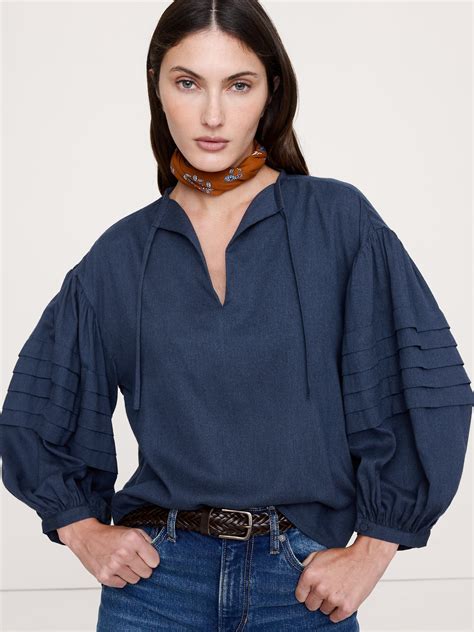 Flannel Peasant Blouse Banana Republic