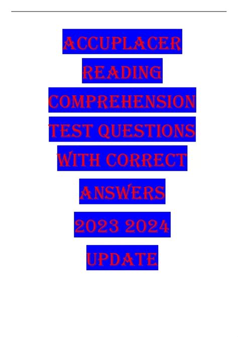 Accuplacer Reading Comprehension Test Questions With Correct Answers Update Accuplacer Stuvia Us Accuplacer Reading Comprehension Test Questions With Correct Answers Update Accuplacer Stuvia Us