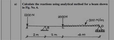 A Calculate The Reactions Using Analytical Method For A Beam Shown In Fi