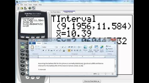 Confidence Intervals On Ti 84 Example Population Standard Deviation