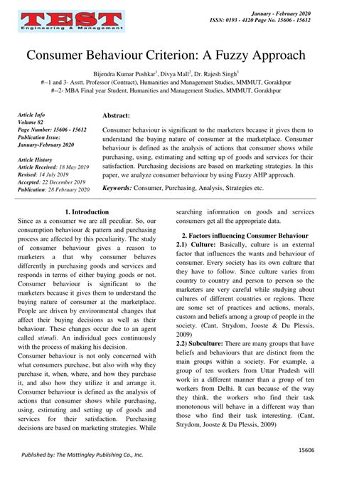 Pdf Consumer Behaviour Criterion A Fuzzy Approach