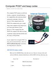 Beeps And Meaning Pdf Computer POST And Beep Codes Updated By Computer Hope The