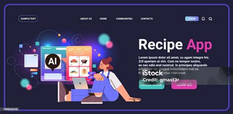 Ai 도우미 봇 레시피 앱으로 컴퓨터 앱에서 다이어트 음식 콘텐츠를 만드는 여성 요리 인플루언서 요리 개념 가상현실에 대한 스톡 벡터 아트 및 기타 이미지 Istock