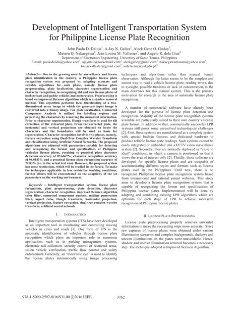 Pdf Development Of Intelligent Transportation System For Philippine