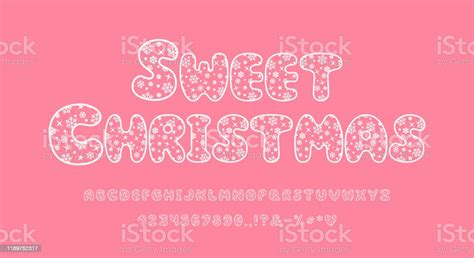 눈송이와 별 흰색 크리스마스 알파벳입니다 손으로 그린 거품 벡터 글꼴입니다 대문자 숫자 및 문장 부호 크리스마스 휴일 디자인을위한 달콤한 서체 0명에 대한 스톡 벡터 아트