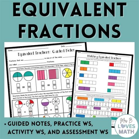 Equivalent Fractions Math Unit Guided Notes Activities And Assessment Ws