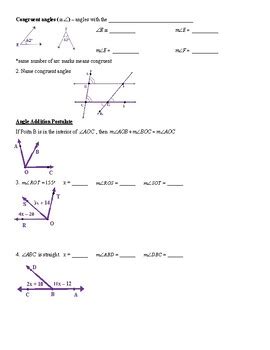 Geometry Measuring Angles Notes By Catherine Dunkel TPT