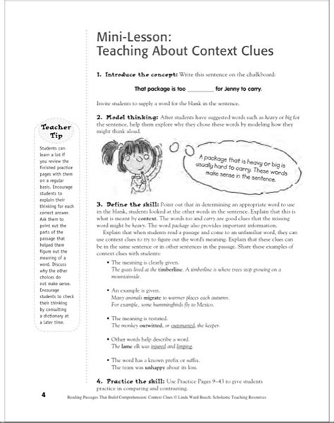 Reading Passages That Build Comprehension Context Clues By Linda Ward