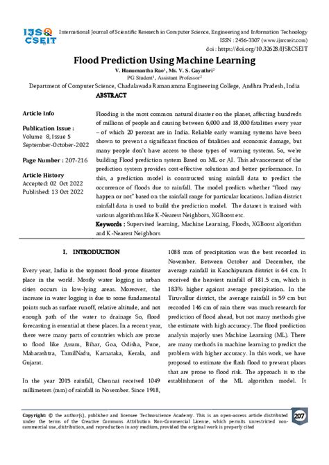 Pdf Flood Prediction Using Machine Learning International Journal