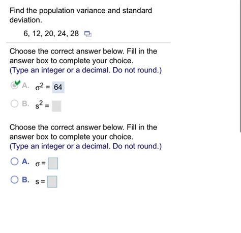 solved find the population variance and standard deviation