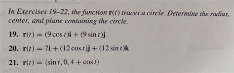 solved in exercises 19 22 the function r t traces a