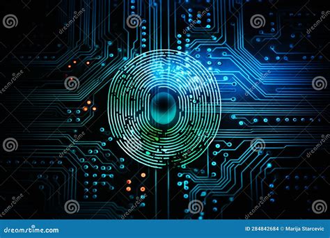 Fingerprint Integrated In A Printed Circuit Releasing Binary Codes Biometric Security Stock