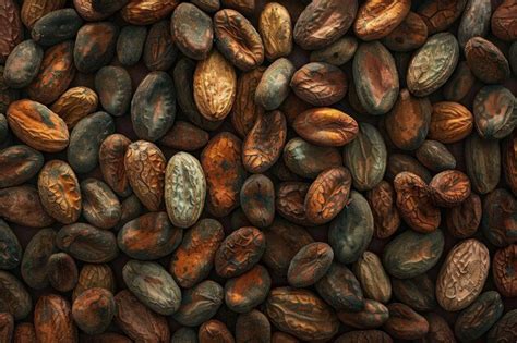 Flat Background Of Cocoa Beans Premium AI Generated Image
