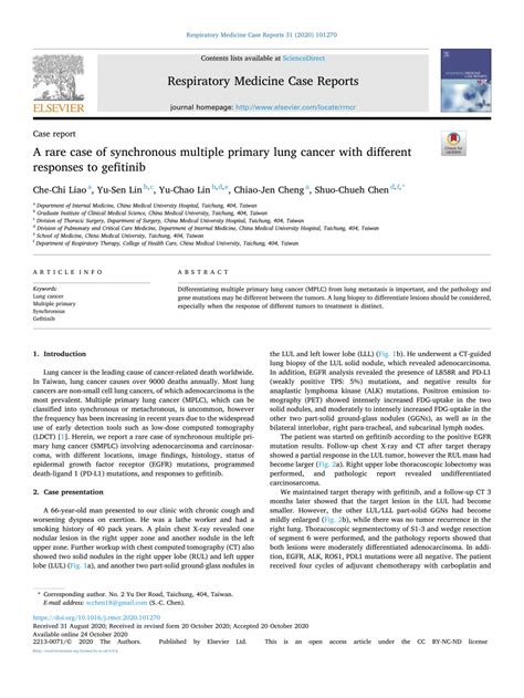 Pdf A Rare Case Of Synchronous Multiple Primary Lung Cancer With