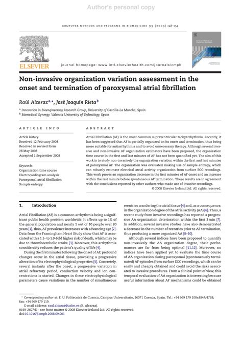 Pdf Non Invasive Organization Variation Assessment In The Onset And Termination Of Paroxysmal
