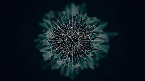 배경 화면 디지털 아트 간단한 배경 3d 미니멀리즘 파란색 배경 저 폴리 Cgi 기하학 희미한 원 민들레 꽃 어둠 컴퓨터 벽지 지구의 분위기