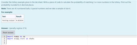 Solved Consider The Lottery Example Given In The Lab Sheet