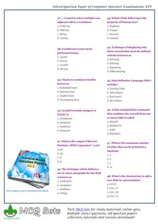 Solved Question Paper Of Computer Operator Examination Conducted By EPF 2016 PDF