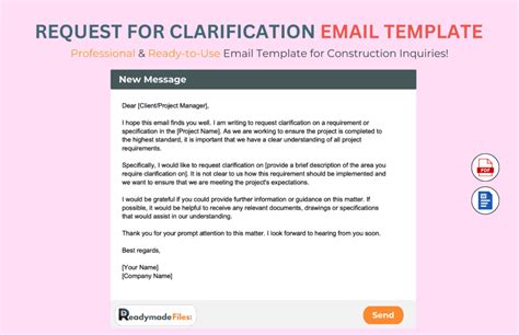 Request For Clarification Email Template For Construction Readymade Files