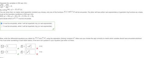 solved separate the variables in pde eqn 33
