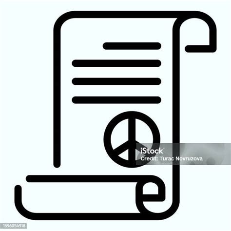 평화 조약 라인 아이콘입니다 흰색으로 분리된 평화 상징 벡터 그림이 있는 문서입니다 시트 윤곽선 스타일에 태평양 기호 및 응용 프로그램을 위해 설계되었습니다 Eps 10