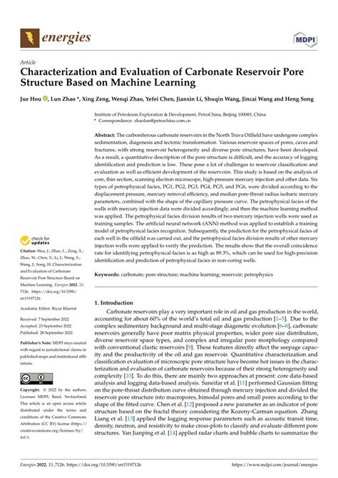 Pdf Characterization And Evaluation Of Carbonate Reservoir Pore Structure Based On Machine