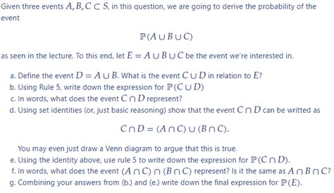 Solved Given Three Events A B CS In This Question We Are Chegg