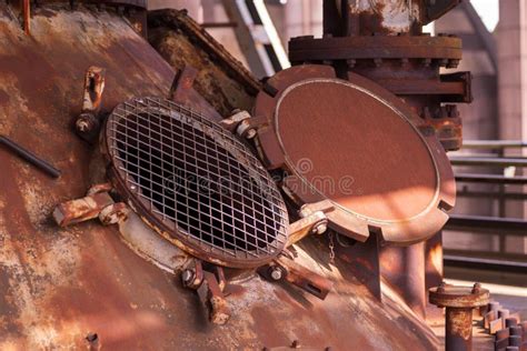Closeup Of An Old Rusty Factory Details In The Countryside Stock Image