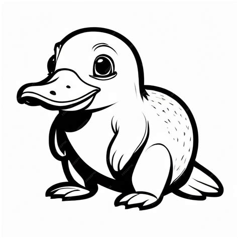 Platypus Outline Black And White Cute Coloring Book Premium Ai