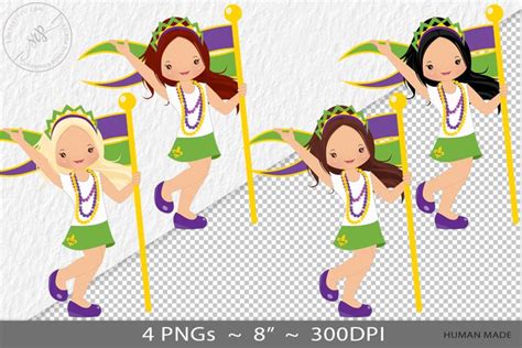 Mardi Gras Girl Clipart Poses Png Graphic 3635829