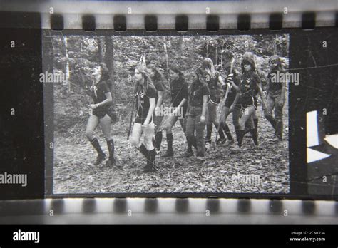 Fine 1970s Vintage Black And White Photography Of Girl Scouts Camping