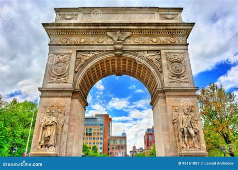 Washington Square Arch Een Marmeren Triomfantelijke Boog De Stad In
