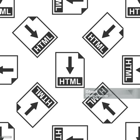 Html 파일 문서 아이콘입니다 흰색 바탕에 Html 버튼 아이콘 완벽 한 패턴을 다운로드 합니다 평면 디자인입니다 벡터 일러스트 레이 션 0명에 대한 스톡 벡터 아트 및