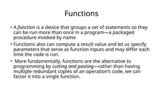 Use Of Functions To Write Python Program Pptx