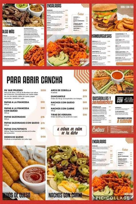 Carta Del Pub Y Bar Chiltepinos Wings Cananea Ave Sonora 85