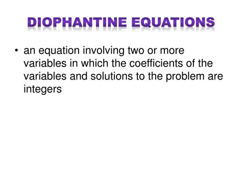 Ppt Diophantine Equations Powerpoint Presentation Free Download Id 2635081