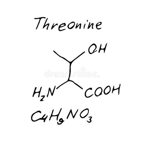 Threonine C4h9no3 Molecule Formula Hand Drawn Imitation Of Threonine Structural Model Stock