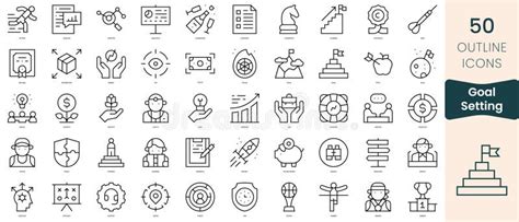 Set Of Goal Setting Icons Thin Linear Style Icons Pack Stock Vector Illustration Of Marketing