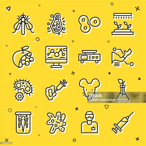 세트 라인 주사기 식물 육종 인공 손 세포 분열 유전 공학 수정 생물학적 구조 실험 곤충 및 전자 저울 아이콘 벡터 Dna에 대한 스톡 벡터 아트 및 기타 이미지 Istock