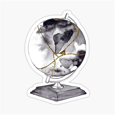 Kintsugi Globe Sticker For Sale By Aleenazaidi Redbubble