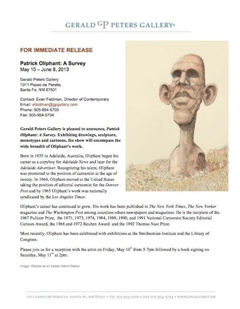 Patrick Oliphant Exhibition 2013 Exhibition Peralta Patrick