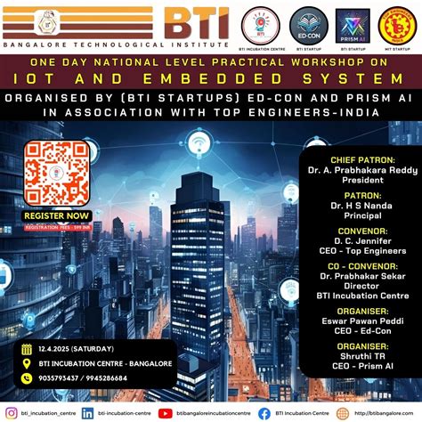One Day National Level Practical Workshop On Iot And Embedded System 2025 Bti Incubation Centre