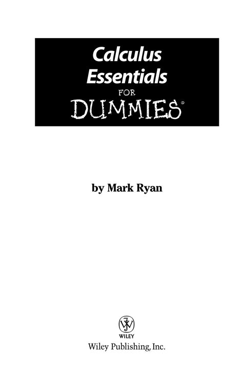 Solution Calculus Essentials For Dummies For Dummies Math Science
