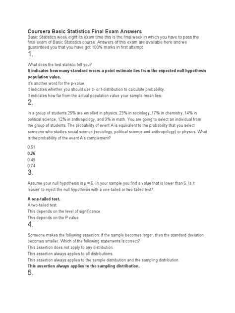 Coursera Basic Statistics Final Exam Answers Pdf Statistical Hypothesis Testing Errors And